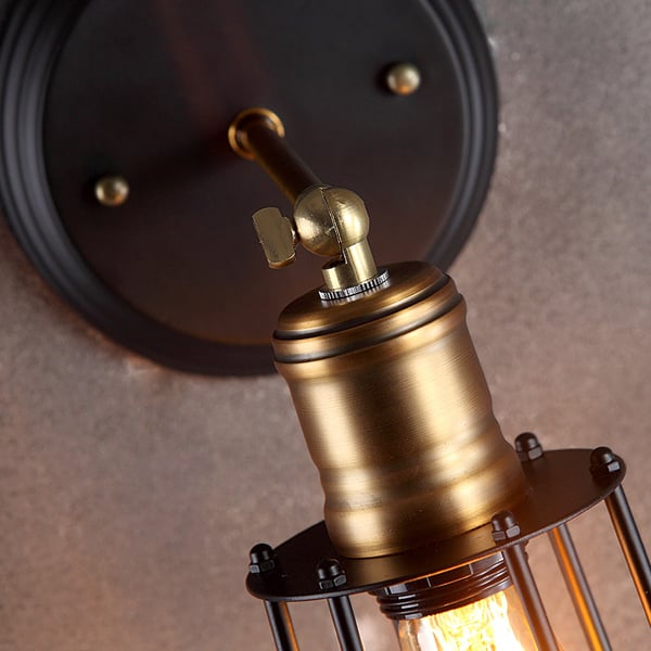 Industrial Loft Matte Black Single Vintage Edison Light Bulb Wall ...