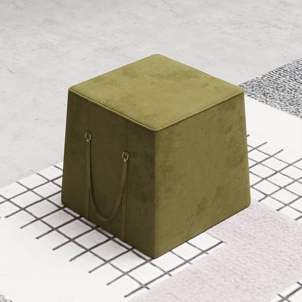 19" Modern Green Square Ottoman Leath-Aire Upholstered Cube Foot Stool ...