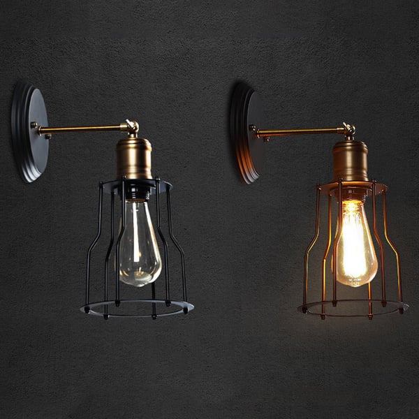 Industrial Loft Matte Black Single Vintage Edison Light Bulb Wall ...