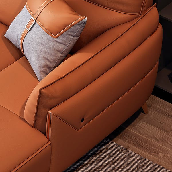 126" Modern L-Shaped Orange Upholstered Sectional Sofas with Chaise ...