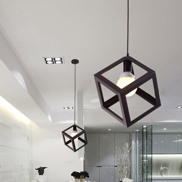 Modern Black Single-Light Pendant Light with Geometric Framework | Homary