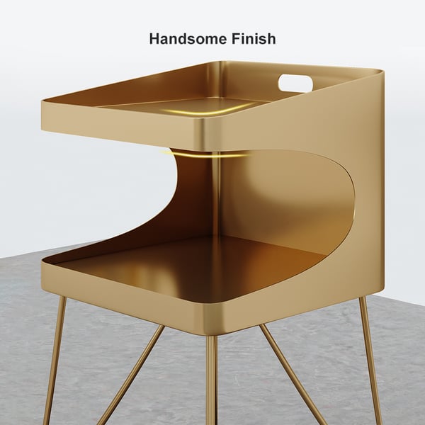 Free Shipping on Modern Gold Metal Nightstand with 2 Shelves and Handle ...