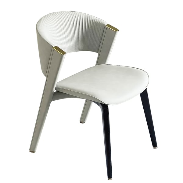 Modern Off White Dining Chair Faux Leather Upholstered Curved Back (Set ...