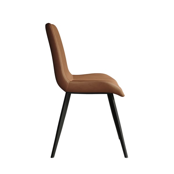 Mid-Century Modern Brown Dining Chair (Set of 2) PU Leather Upholstered ...