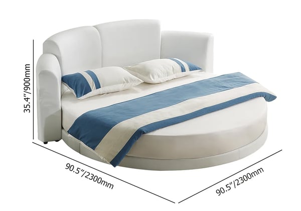 Free Shipping on White Round Platform Bed Faux Leather Upholstered Bed ...