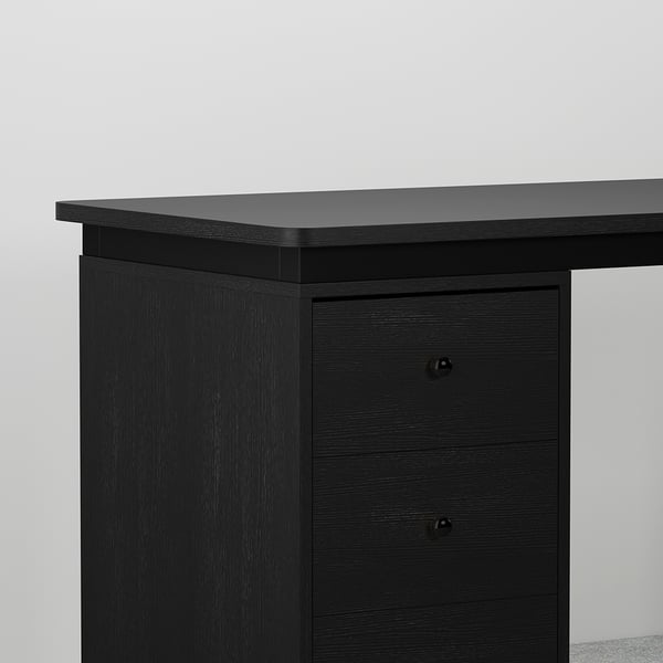 Modern 55" Black Wooden Home Office Computer Desk with Drawers | Homary