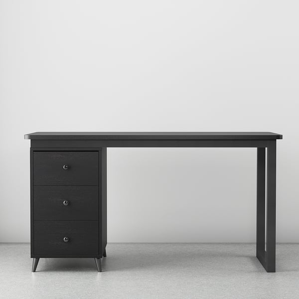 Modern 55" Black Wooden Home Office Computer Desk with Drawers | Homary