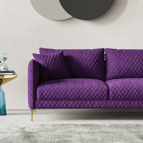 2810mm Modern Purple Corner Velvet Sectional Sofa with Chaise for 4 ...