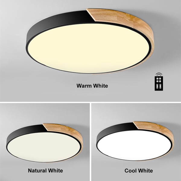 Free Shipping on Modern LED Drum Flush Mount Ceiling Light in Black Dimmable & Remote Control｜Homary