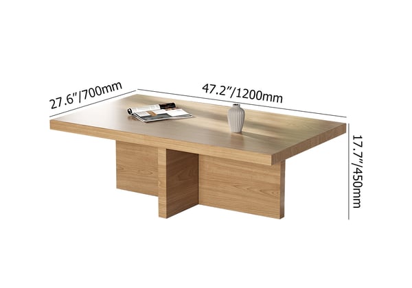 Modern Light Wood Rectangular Coffee Table for Living Room - 47" Wooden ...