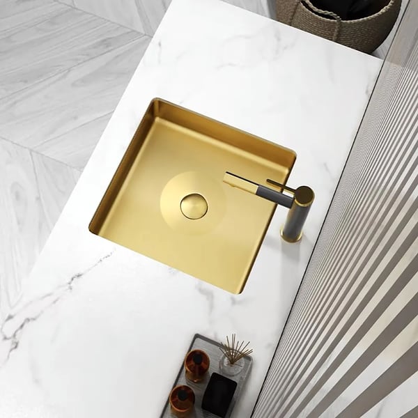 Gold Luxury Stainless Steel Rectangular Basin Undermount Bathroom Wash ...