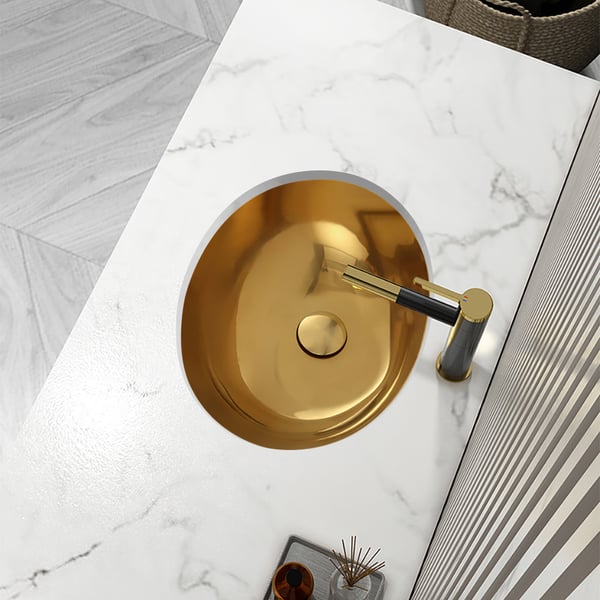 Gold Modern Luxury Stainless Steel Oval Basin Undermount Bathroom Wash ...
