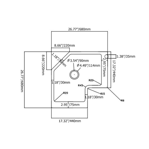 27" Drop In Corner Kitchen Sink Modern Single Bowl Quartz Irregular ...