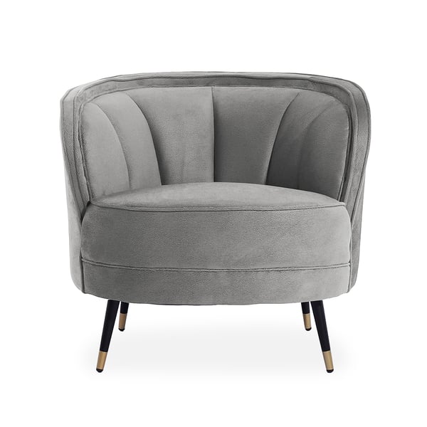 31" Round Gray Velvet Accent Chair with Tufted Back & Metal Legs | Homary
