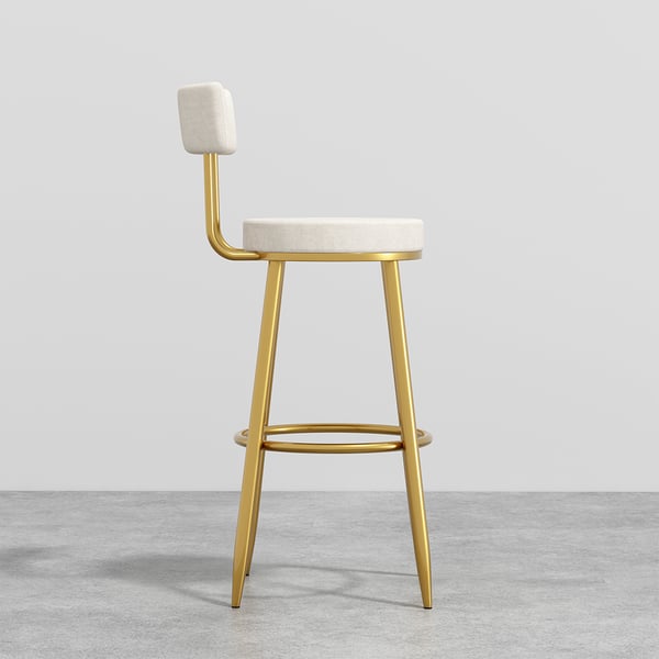 Free Shipping on Round White Bar Height Stool Velvet Upholstery with ...