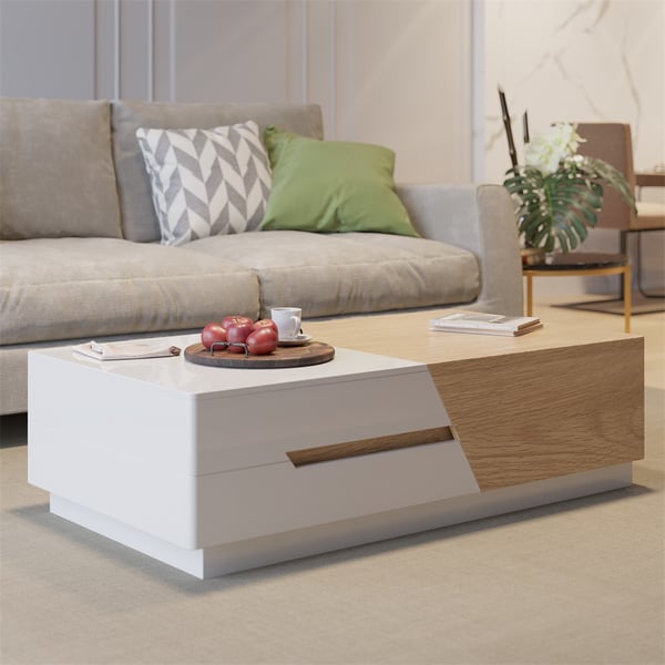 Pinkle 82" Modern Extendable Coffee Table Hidden Storage Sliding Top ...