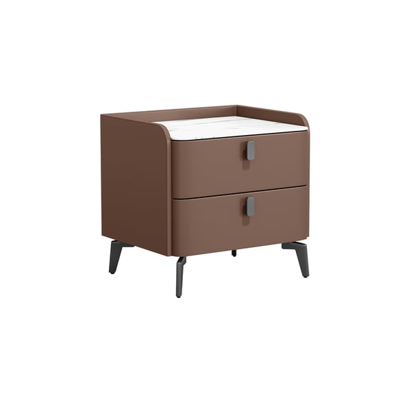 Free Shipping on Brown Modern Bedside Table with 2 Drawers Bedroom ...