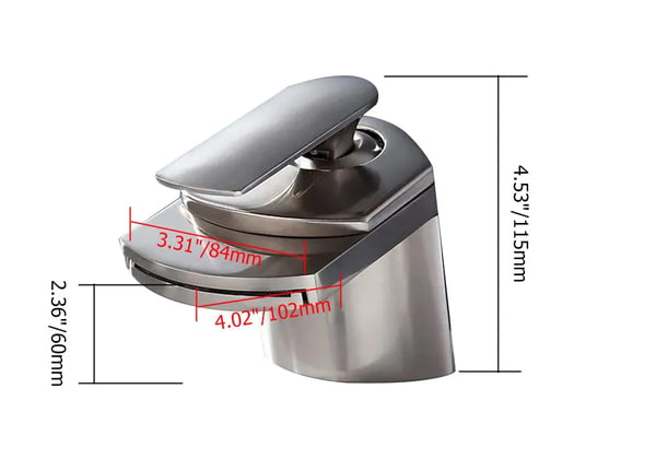 Modern Mono Waterfall Bathroom Basin Tap Lever Handle in Brushed Nickel ...
