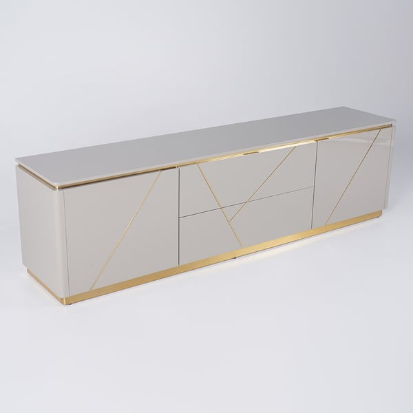 Free Shipping on Janice Gray TV Stand with Drawer & Shelves Gold Media ...