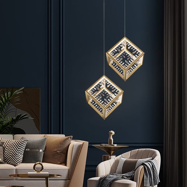 Gold Geometric Pendant Light with Crystal Accents LED 1-Light | Homary