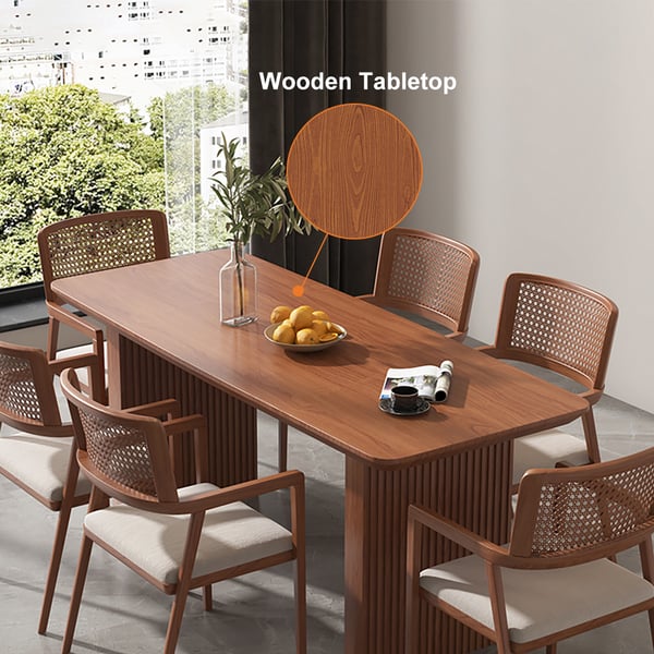 1600mm Rectangle Dining Table Double Pedestal Modern Walnut 6 Seater ...