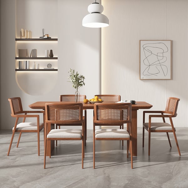 1600mm Rectangle Dining Table Double Pedestal Modern Walnut 6 Seater ...