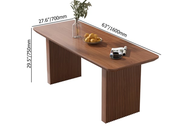 1600mm Rectangle Dining Table Double Pedestal Modern Walnut 6 Seater ...