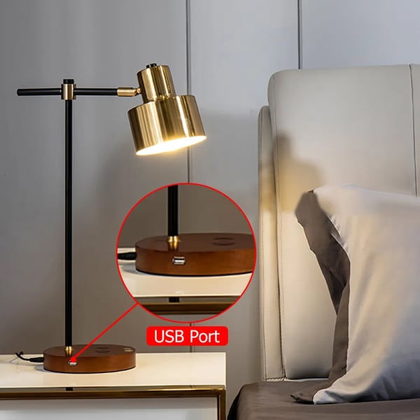 Modern Table Lamp with Wireless Charger USB 1-Light Desktop Touch Lamp ...