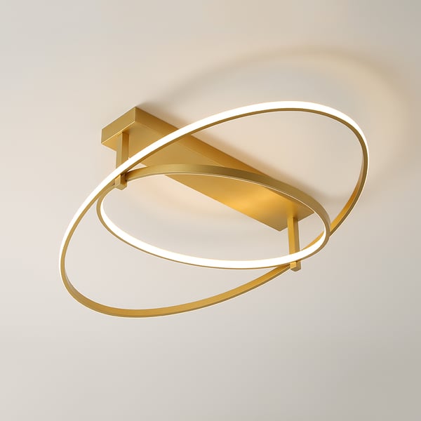 Gold Circle LED Semi Flush Mount light Geometric Ceiling Light Metal ...