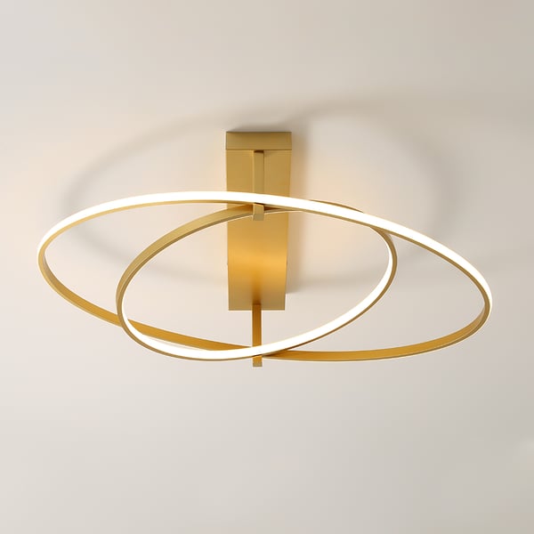 Gold Circle LED Semi Flush Mount light Geometric Ceiling Light Metal ...