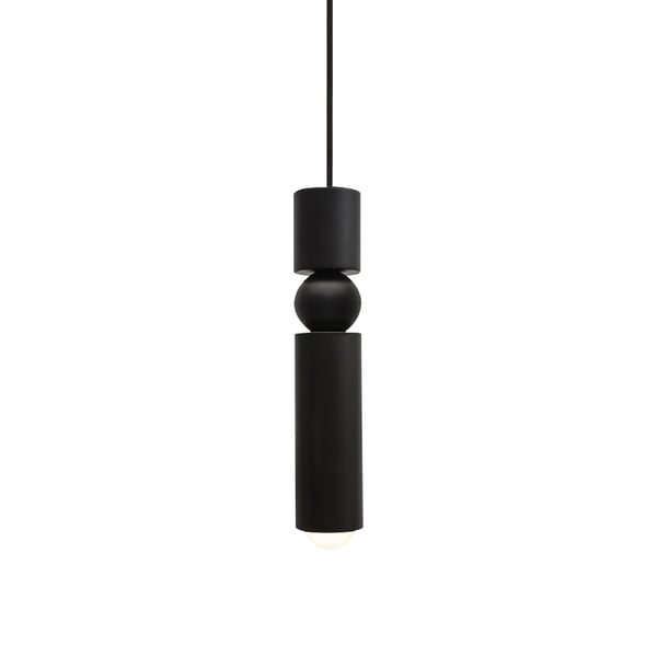 Mini Cylinder Single-Light Minimalist Pendant Light in Black | Homary