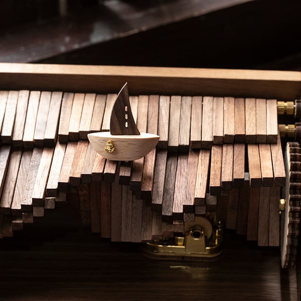 Black Walnut Solid Wood Modern Music Box Romantic Gift | Homary