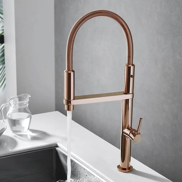 Rose Gold Single Hole High Arc Magnetic Kitchen Faucet Dual-function ...