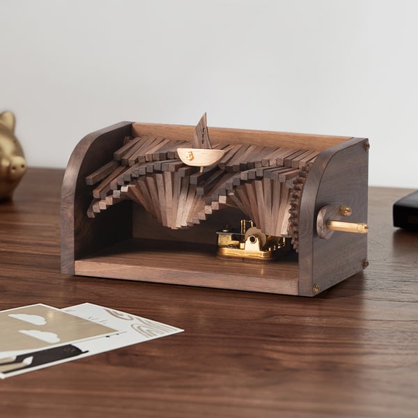 Black Walnut Solid Wood Modern Music Box Romantic Gift | Homary