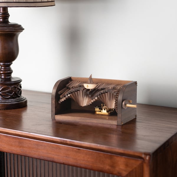 Black Walnut Solid Wood Modern Music Box Romantic Gift | Homary