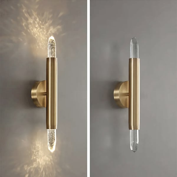 Contemporary Simple 2-Light K9 Crystal Wall Sconce in Brass | Homary UK
