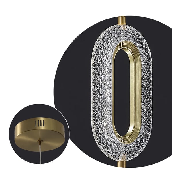 Ovated Gold Ring Pendant Light 2-Light LED Lighting with Adjustable ...