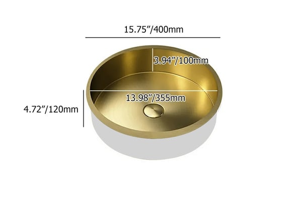 Free Shipping on Brushed Gold Modern Luxury Stainless Steel Round Basin ...