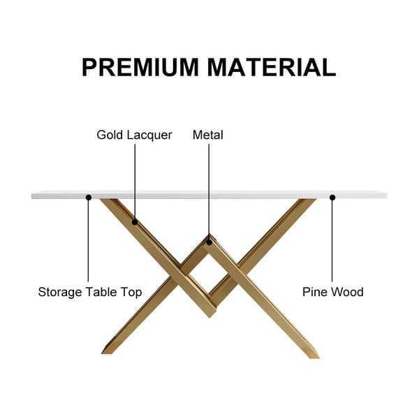 Free Shipping on 59" White & Gold Narrow Console Table Accent Table For ...