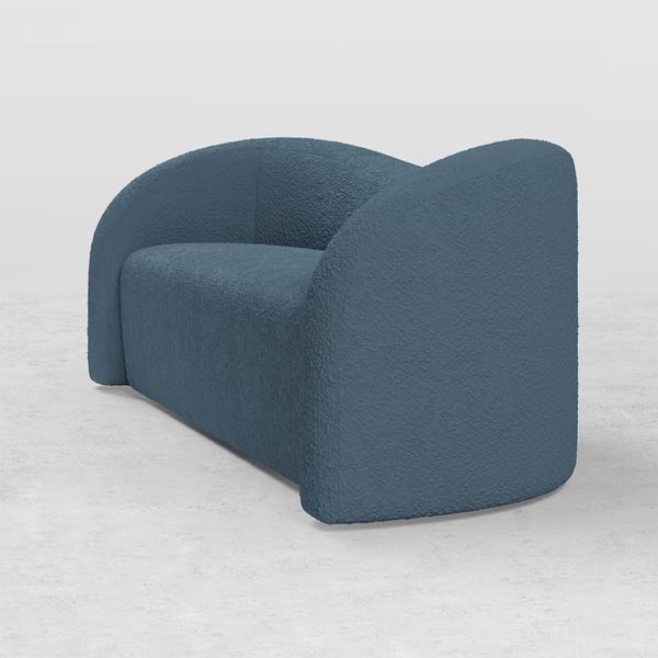 Modern 2300mm Blue Boucle Upholstered Curved 3 Seater Sofa for Living ...
