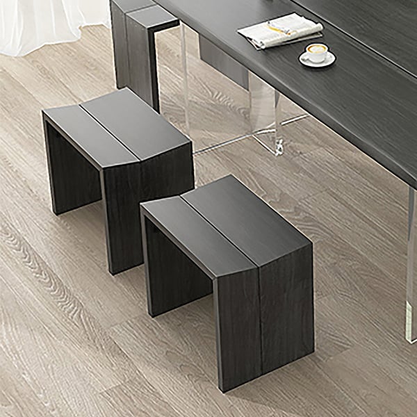 Farmhouse Modern Backless Dining Chair Wood Dining Stool Black (Set of ...