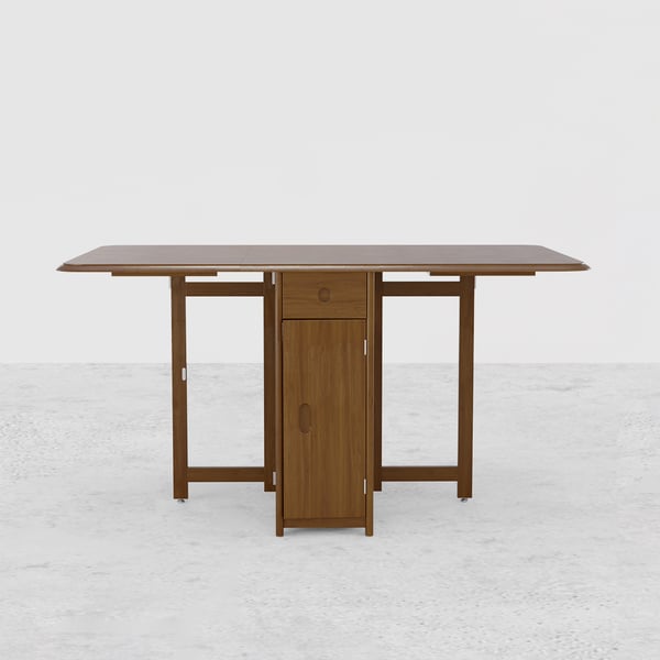 57" Modern Solid Wood Folding Dining Table with Drop Leaf Walnut-Homary