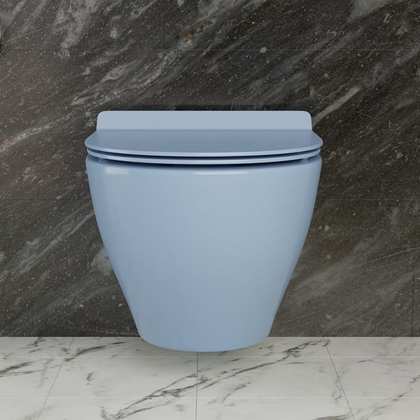 Inodoro de pared redondo de una sola pieza azul moderno Simplismo de ...