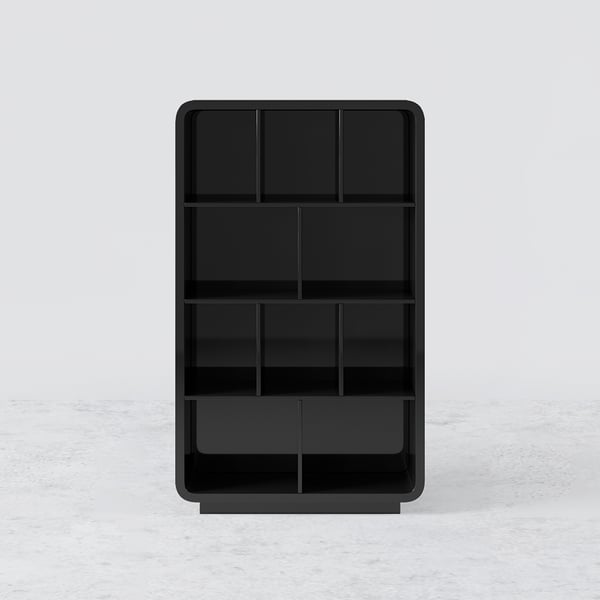 Chicent 2000mm Modern Black Bookshelf 4-Tier Standard Bookcase with ...