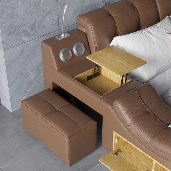 Free Shipping on Brown Smart Bed King Size Tufted Platform Bed with ...