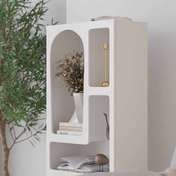 Free Shipping on Codiys 59.1" Art Deco White Arched Bookcase Tall Open ...