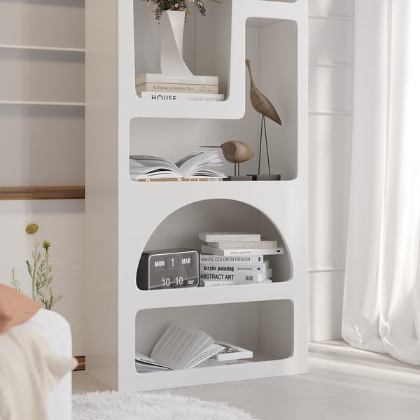 Free Shipping on Codiys 59.1" Art Deco White Arched Bookcase Tall Open ...