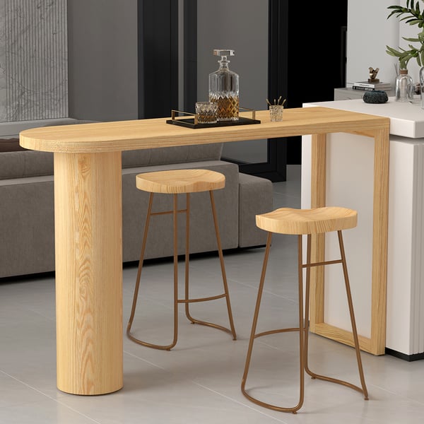 Free Shipping on 55"L Wood Bar Height Table Oval Bar Dinning Table ...