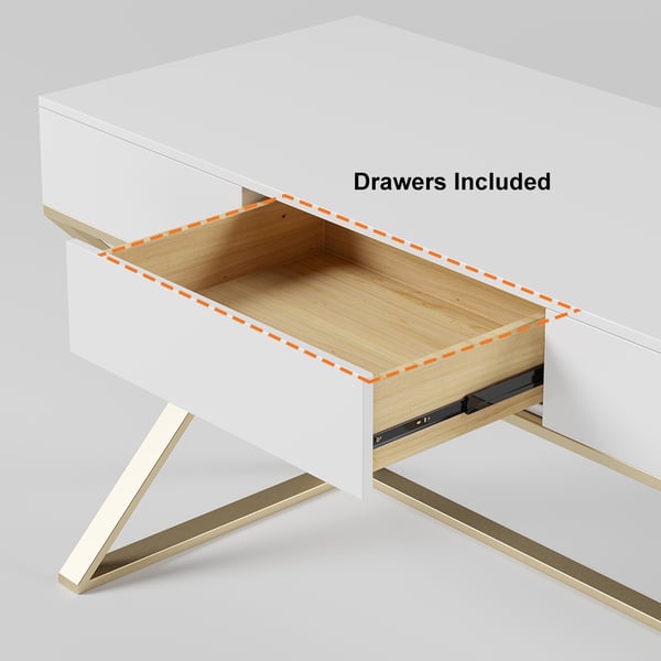 Free Shipping on 55" White Office Desk with Drawer Rectangular Modern ...