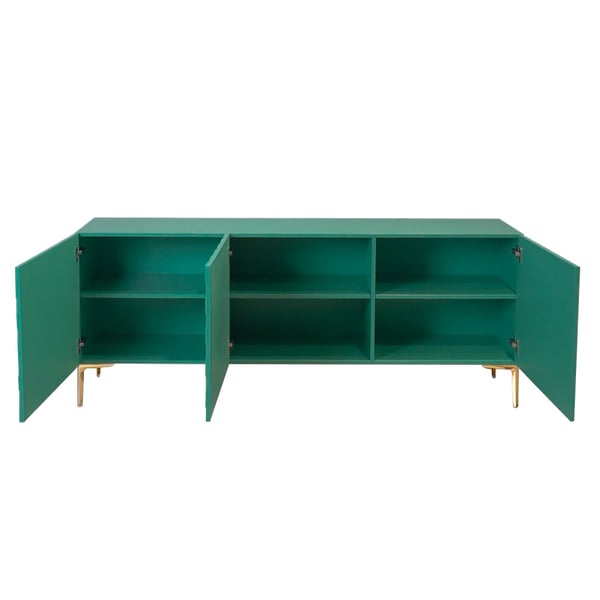 Modern 70.9" Green Buffet Sideboard Table with Gold Legs & 3 Doors | Homary